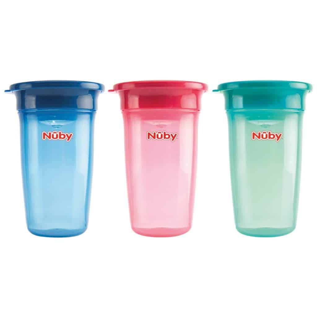 Verre 360° en tritan 300ml Uni bleu Nuby - Handouceur